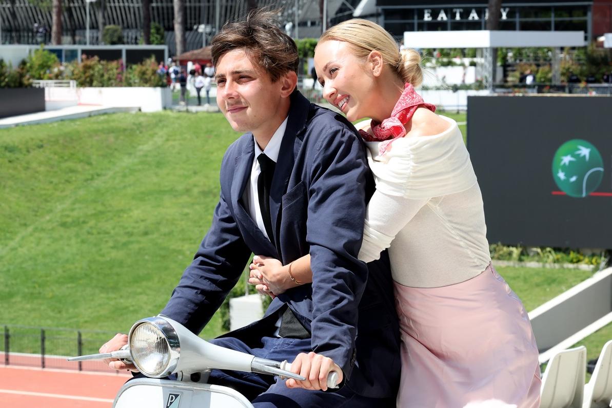 Anastasia Potapova and Alexander Shevchenko in Vespa like in Roman Holiday